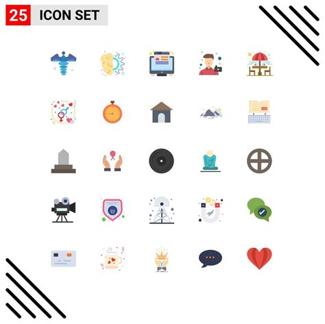 User Interface Pack Of 25 Basic Flat Colors Of Portrait Man Thinking