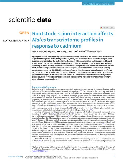 Pdf Rootstockscion Interaction Affects Malus Transcriptome Profiles