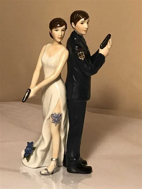 Police Officer Bride Groom Guns Wedding Cake Topper Law Etsy