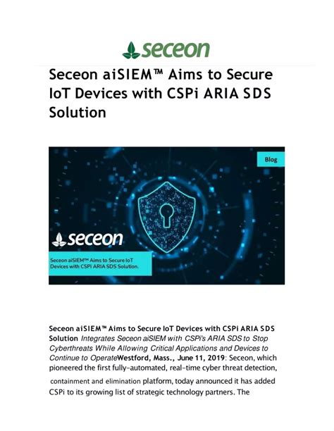 ppt seceon aisiem™ aims to secure iot devices with cspi aria sds