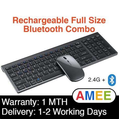 Rechargeable Full Size Multi Device Bluetooth Keyboard With 3