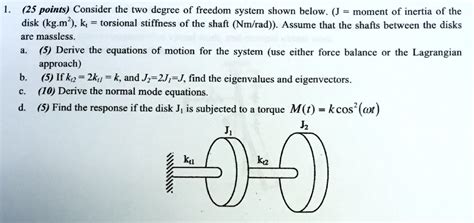 1 25 Points Consider The Two Degree Of Freedom System Shown Below J Moment Of Inertia Of