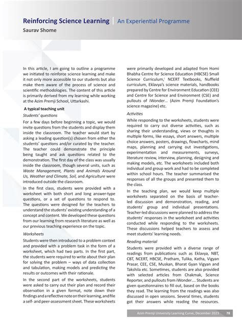 Pdf Reinforcing Science Learning An Experiential Programme