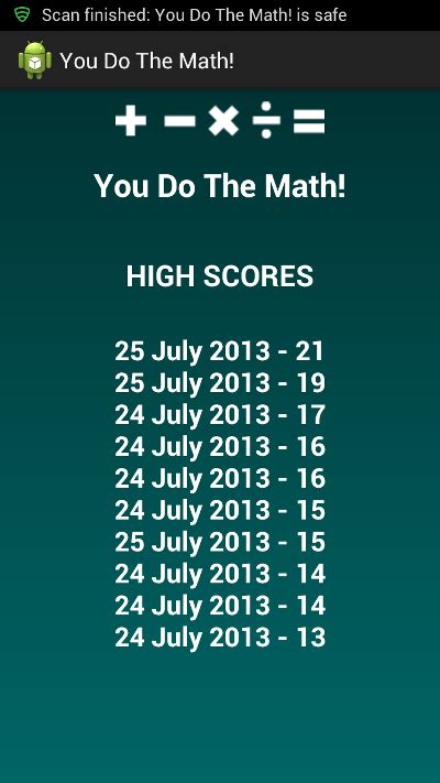 Android SDK Create An Arithmetic Game High Scores And State Data