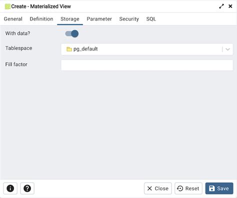 Materialized View Dialog — Pgadmin 4 611 Documentation