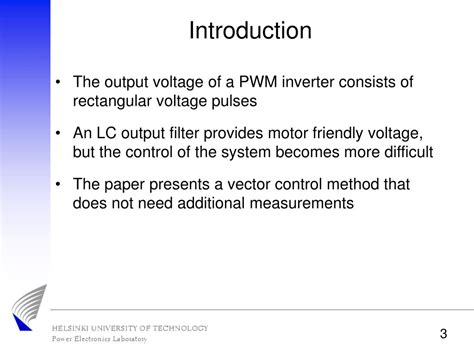 Ppt Vector Control Of An Induction Motor Fed By A Pwm Inverter With Output Lc Filter