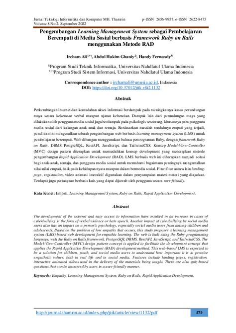 Pdf Pengembangan Learning Management System Sebagai Pembelajaran Berempati Di Media Sosial