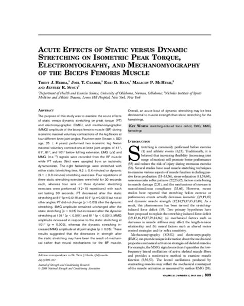 Pdf Acute Effects Of Static Versus Dynamic Stretching On Isometric Peak Torque