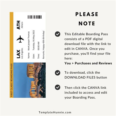 Custom Boarding Pass Ticket Template Editable Canva Plane Etsy Finland