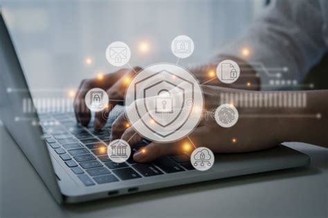Business Man Using Laptop Computer To Login Network Security Personal Data Information