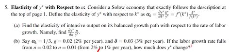 Solved Elasticity Of Y ﻿with Respect To N ﻿ Consider A