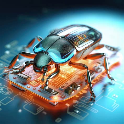Electronic Beetle On Electronics Stock Illustration Illustration Of