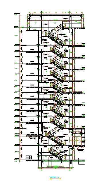 The High Tower Building Staircase Section Details Are Provided In This Cad 2d Dwg Drawing File
