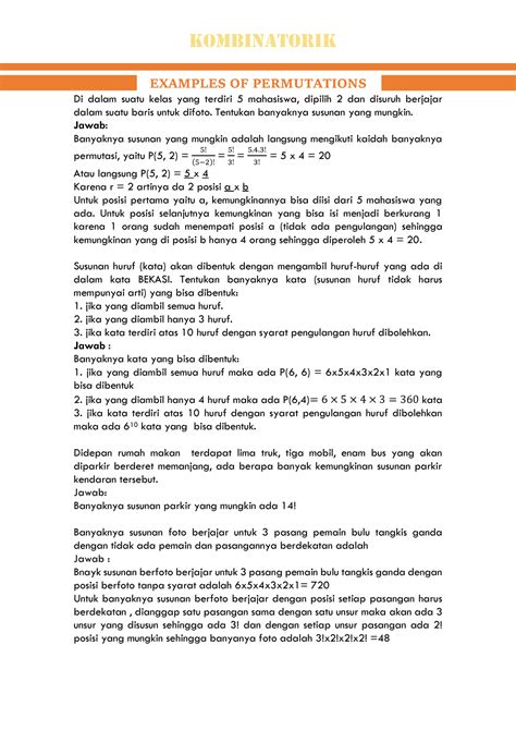 Examples Of Permutations Examples Of Permutations Di Dalam Suatu