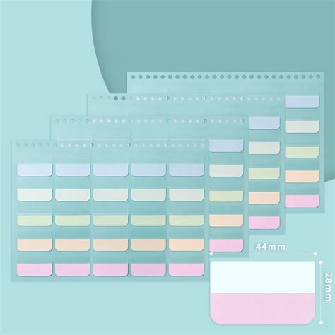 4 Sheets Translucent Colorful Loose Leaf Index Sticky Notes School