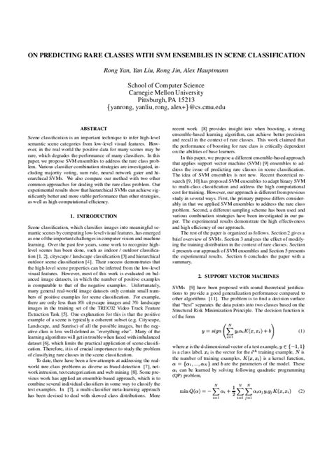 (PDF) On Predicting Rare Class with SVM Ensemble in Scene Classification