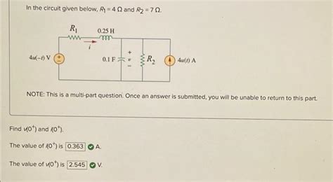 solved in the circuit given below r1 4Ω and r2 7Ω note