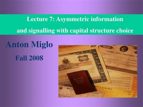 Ppt Asymmetric Information And Signalling In Capital Structure Choice