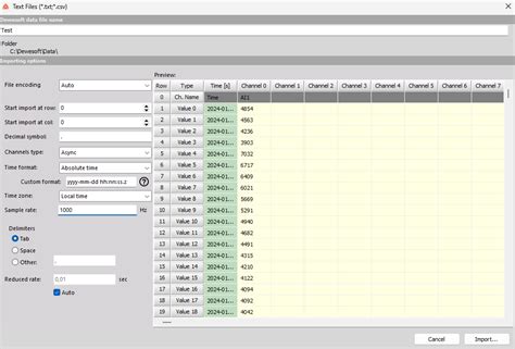 Text Import Reviewing Data Files Analyze Dewesoft X Manual En