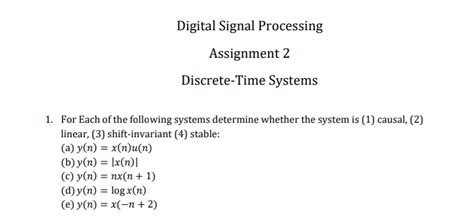 Solved Digital Signal Processing Assignment 2 Discrete Time