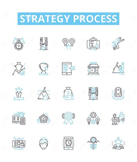 Strategy Process Vector Line Icons Set Planning Analysis Execution Decision Making