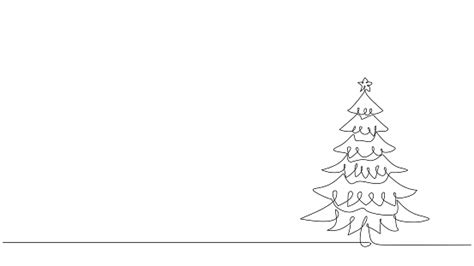 크리스마스 트리 선 그리기 소나무의 연속 선 그리기 크리스마스 또는 새해 장식 크리스마스 트리의 윤곽 스케치 미니멀리스트 크리스마스 트리 단일 선 스타일 벡터 일러스트 레이