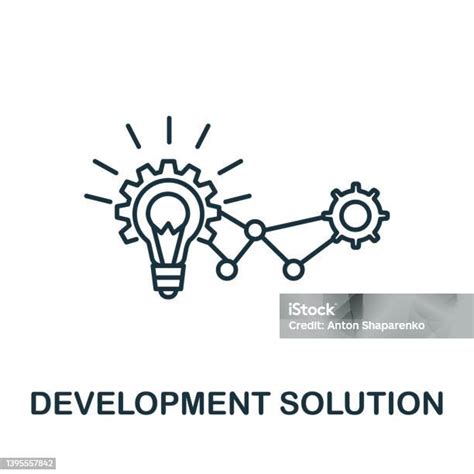 글로벌 비즈니스 컬렉션의 개발 솔루션 아이콘입니다 템플릿 웹 디자인 및 인포 그래픽을위한 간단한 라인 개발 솔루션 아이콘 개념에 대한 스톡 벡터 아트 및 기타 이미지