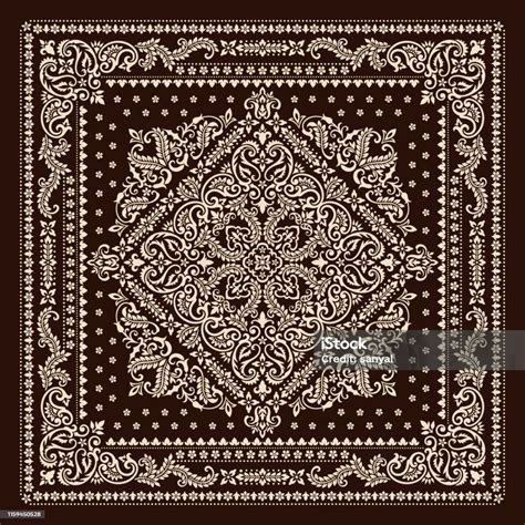 벡터 장식 반다나 인쇄 페이즐리와 꽃전통적인 장식 민족 패턴 실크 넥 스카프 또는 손수 막정 무늬 디자인 스타일 직물 또는 Papper에 인쇄에 대 한 최고의 동기 0명에