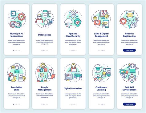 Digital Skills And Career Development Onboarding Mobile App Screen Set Walkthrough 5 Steps