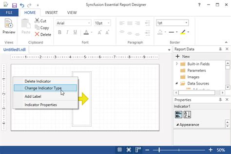 Draw Indicator Report Item Reportdesigner Wpf Syncfusion