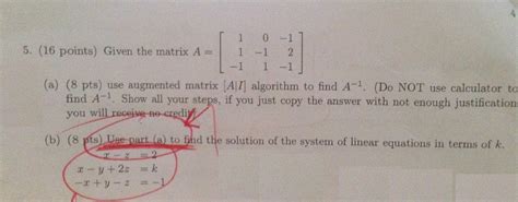 Solved Given The Matrix A 1 0 1 1 1 2 1 1 1 Use
