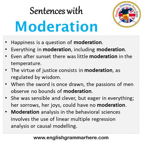 Sentences With Moderation Moderation In A Sentence In English