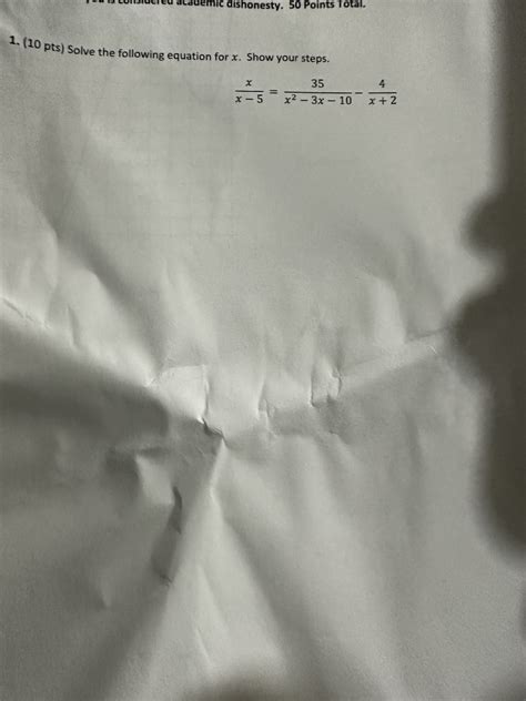 Solved 1 10pts Solve The Following Equation For X Show Chegg Com