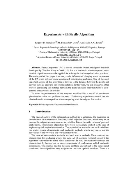 experiments with firefly algorithm pdf mathematical optimization