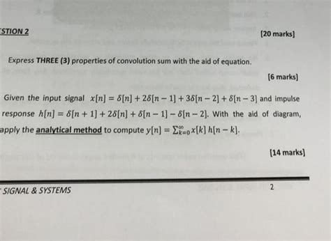 solved express three 3 properties of convolution sum with
