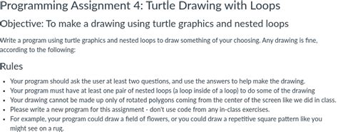 solved programming assignment 4 turtle drawing with loops