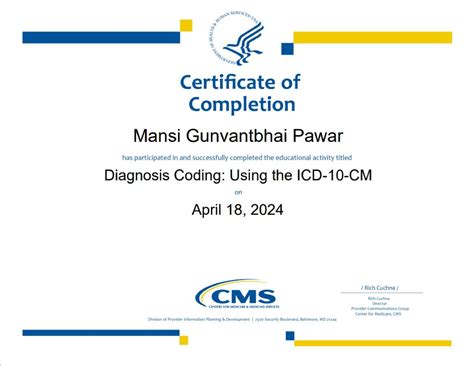 Successfully Completed Training Offered By Centre Of Medicare And Medicaid Cms Based On Icd 10