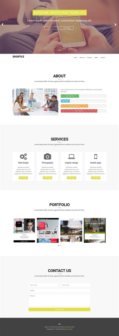 Shuffle Bootstrap 3 One Page Template For Free