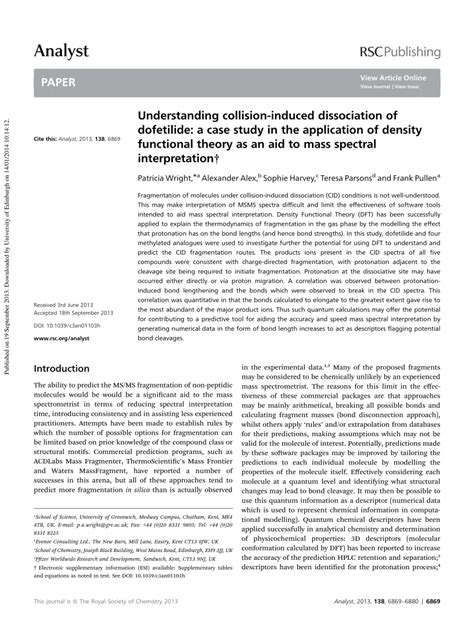 PDF Understanding Collision Induced Dissociation Of Dofetilide A Case Study In The