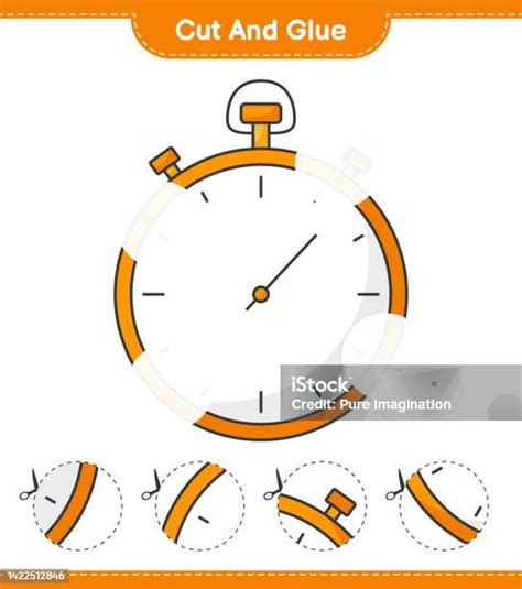 자르고 붙이고 스톱워치의 일부를 자르고 붙이십시오 교육 어린이 게임 인쇄 가능한 워크 시트 벡터 일러스트 레이 션 워크시트에 대한 스톡 벡터 아트 및 기타 이미지 Istock