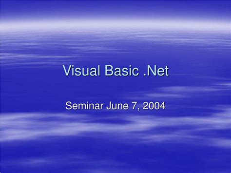 Ppt Visual Basic Net Powerpoint Presentation Free Download Id457031
