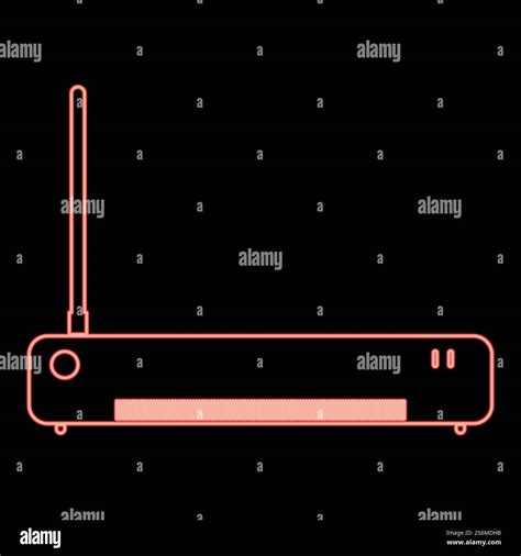 Neon Router Red Color Vector Illustration Flat Style Light Image Neon