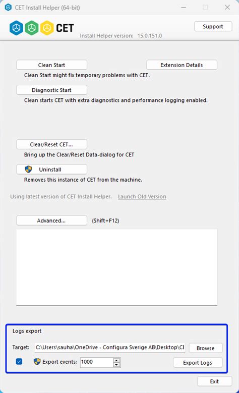 compiling log files for support configura help center
