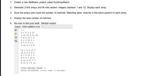 Solved 1 Create A New Netbeans Project Called Ex2array