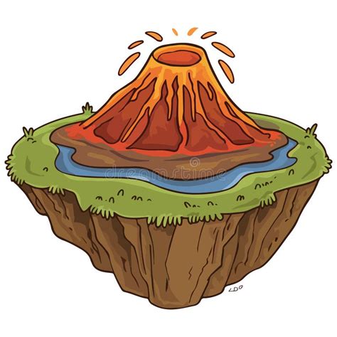 Small Island With A Volcano Erupting Vector Design Stock Vector Illustration Of Illustrations