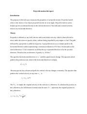 Projectile Motion Lab Report Docx Projectile Motion Lab Report Introduction The Purpose Of