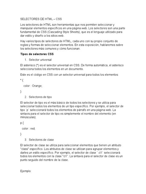 Selectores De Html Pdf
