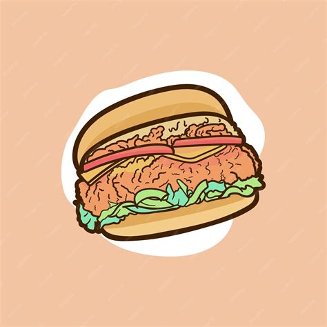 귀여운 햄버거 일러스트레이션 프리미엄 벡터