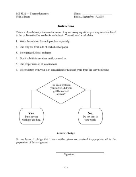 Problems With Solutions On Thermodynamics Exam 2 Me 3322 Docsity