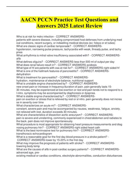 aacn pccn practice test questions and answers 2025 latest review aacn